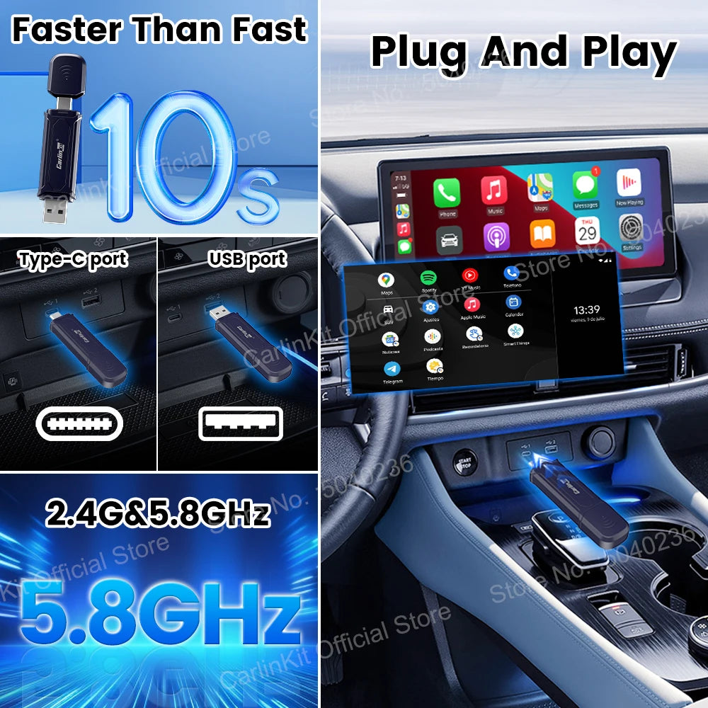 CarlinKit MINI SE Pro Wireless Adapter Smart Wireless CarPlay Android ...