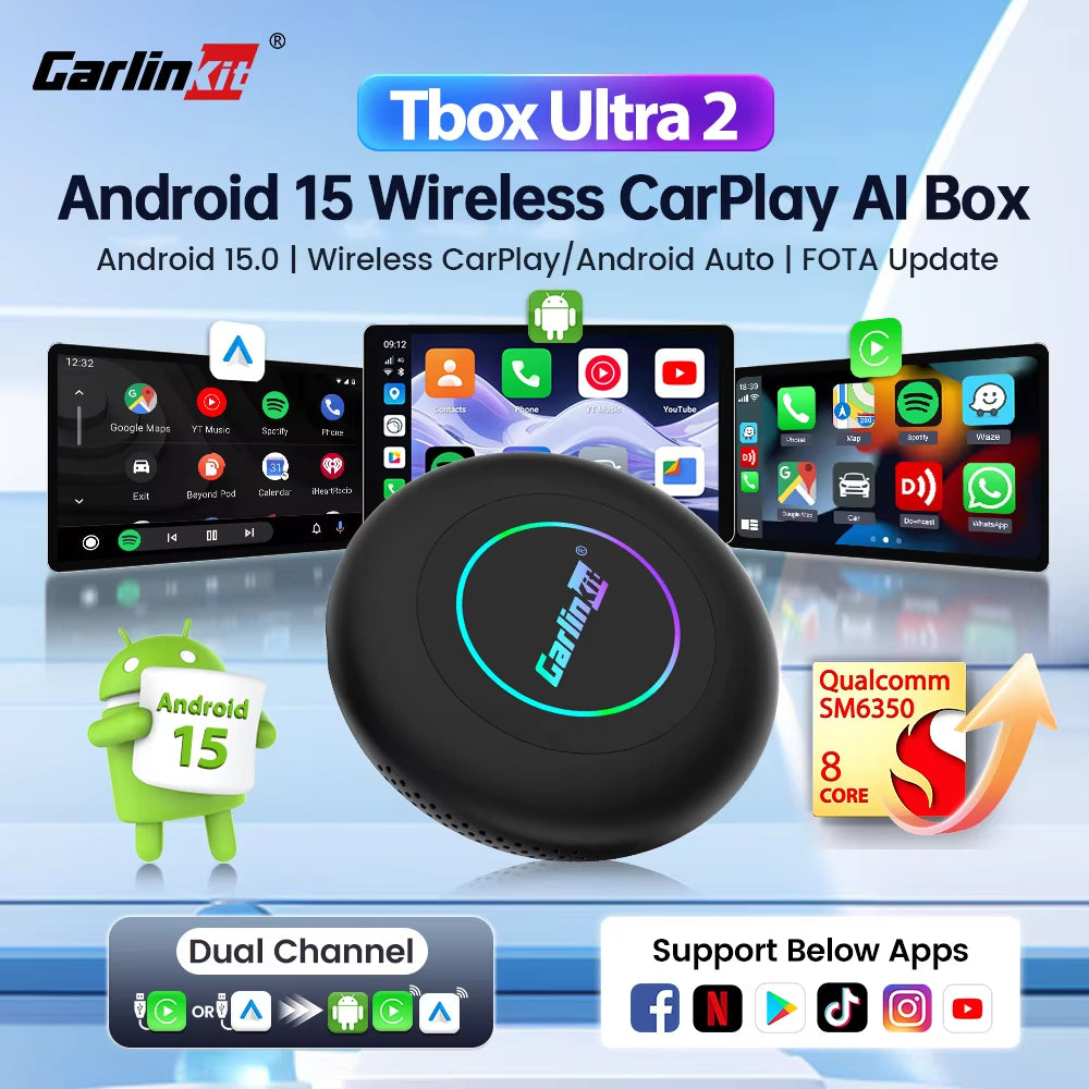 Carlinkit Ultra 2 Android 15 CarPlay Ai Box Wireless Android Auto Vide ...